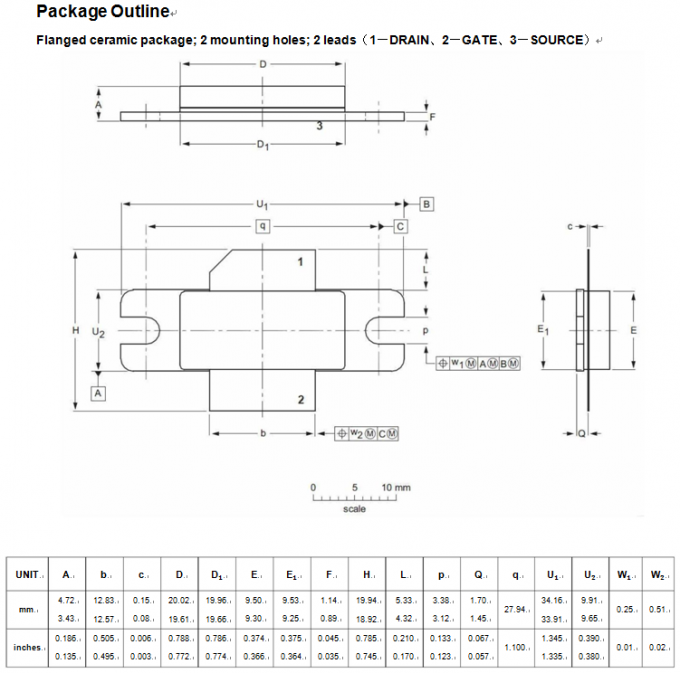 700-1000MHz LDMOS FETs RF High Power Transistors 28V 260W With Integrated ESD Protection